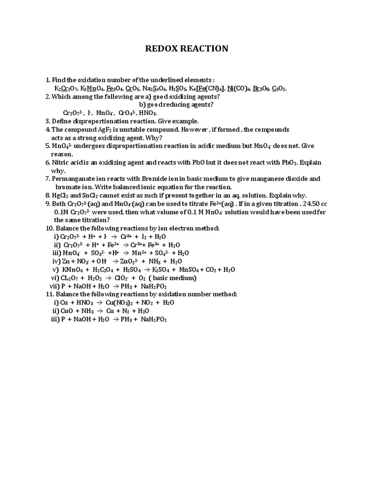 8) Redox Reaction. | PDF