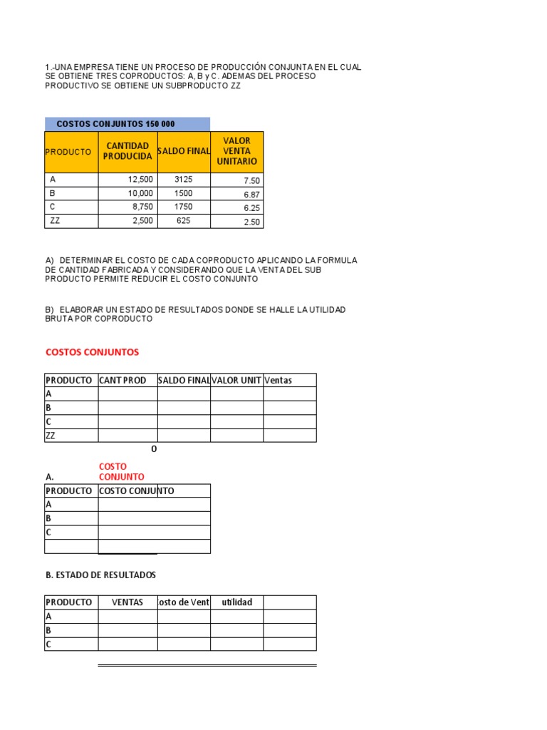 Ejercicios Costos Conjuntos - Clases UCV | PDF | Estado de resultados | Ingresos