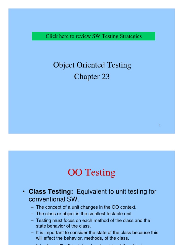 Class10 Oo Testing Pdf Class Computer Programming Method Computer Programming