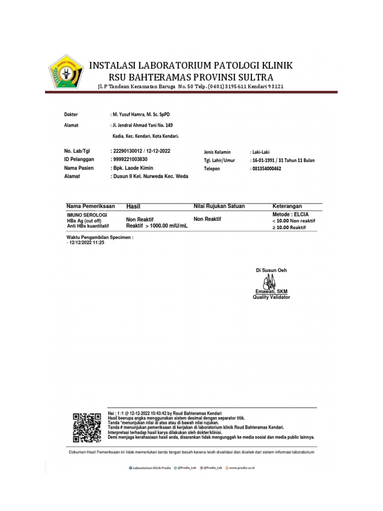 Format Klinik Rsud Bahteramas Kendari Laode Kalimin | PDF