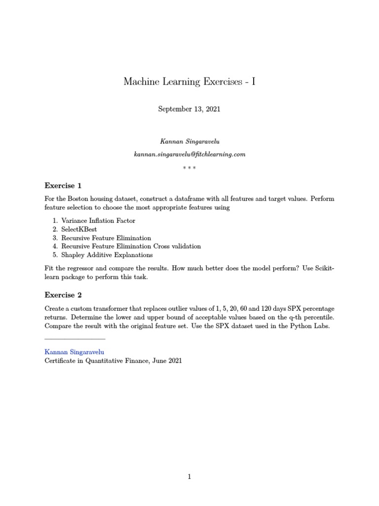 CQF June 2021 M4L4 Exercises | PDF