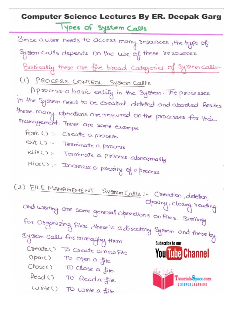 06 - Methodologies For Implementation of OS System Service - Types of System Calls | PDF