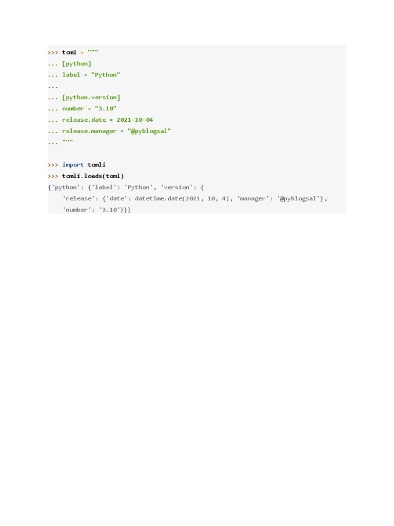 Python TOML Configuration Example | PDF