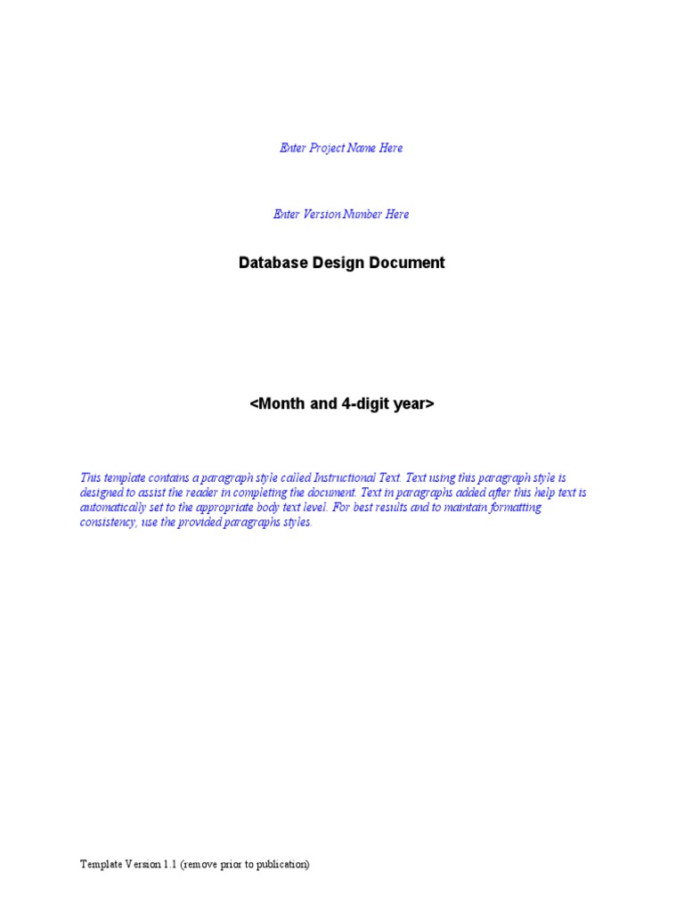 Database Design Document Template PDF Free | PDF | Databases | Data Model