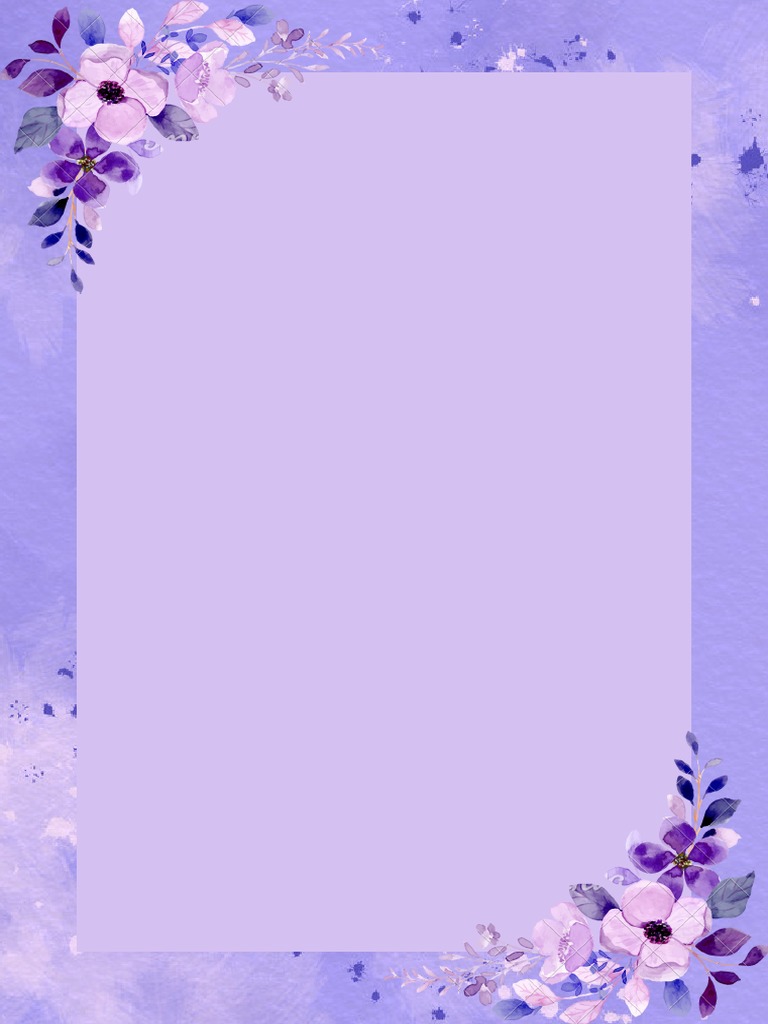 Purple Modern With Flowers Aesthetic Page Border | PDF