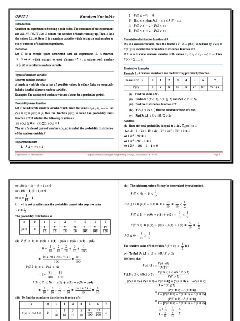 Random Variable Distribution Function | PDF | Probability Distribution | Random Variable