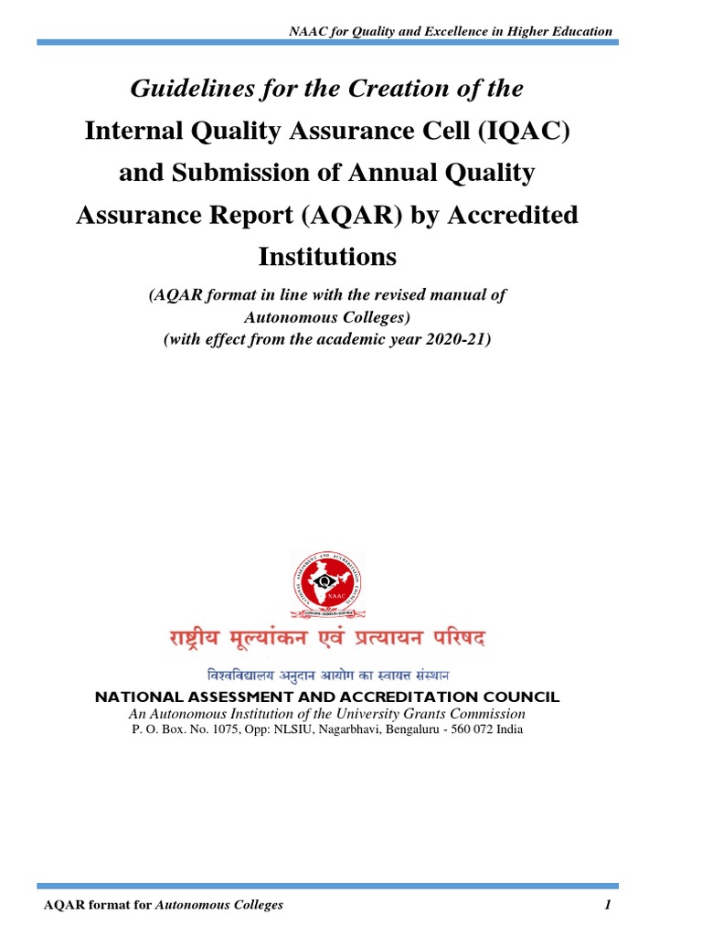 AQAR Guideline - Autonomous Colleges | Download Free PDF | Mentorship | Curriculum