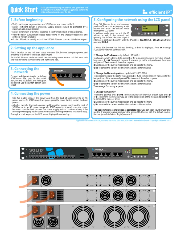 Solidserver Quickstart Hardware 2013 Pdf Ip Address Network Switch