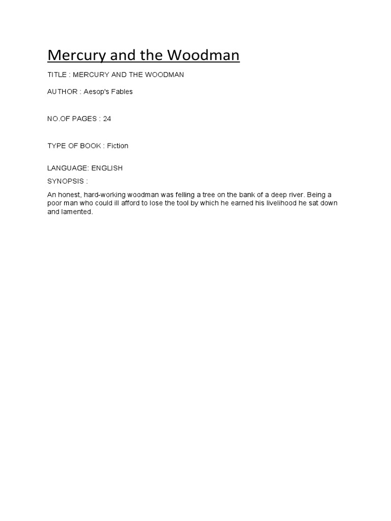 Mercury and the Woodman Fable Summary | PDF