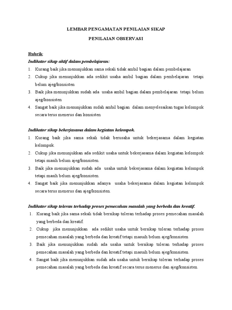 Lembar Penilaian RPP MATRIKS | PDF | Seni