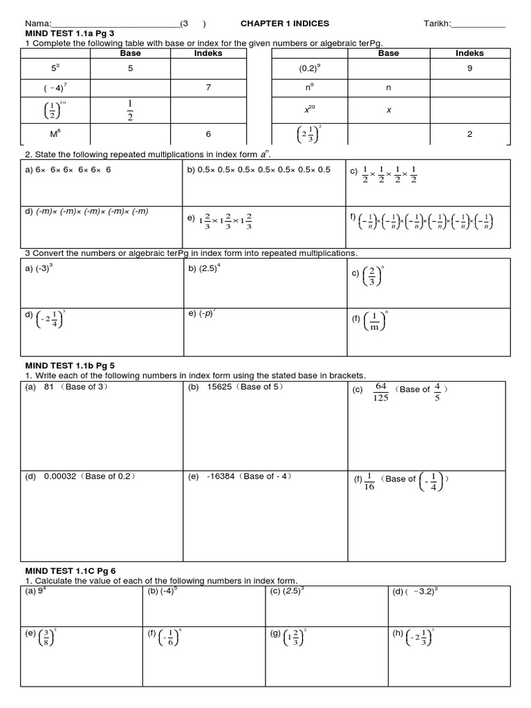Math F3 Mind Test 1.1 | PDF | Mathematics | Algebra
