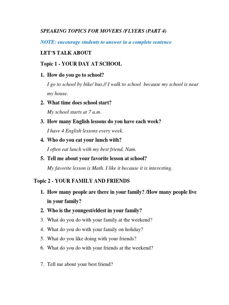 S4 - Movers Practice Part 4 | PDF | Lunch | Meal