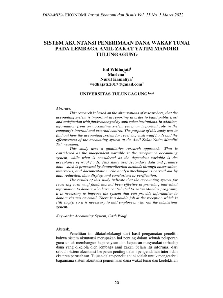 Cash Waqf Accounting System Analysis | PDF | Islamic Ethics | Islamic Jurisprudence