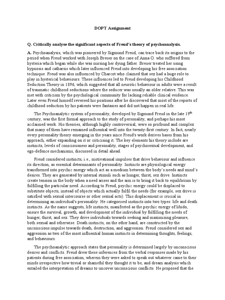 Psychodynamic Perspective of Personality | PDF | Id | Sigmund Freud