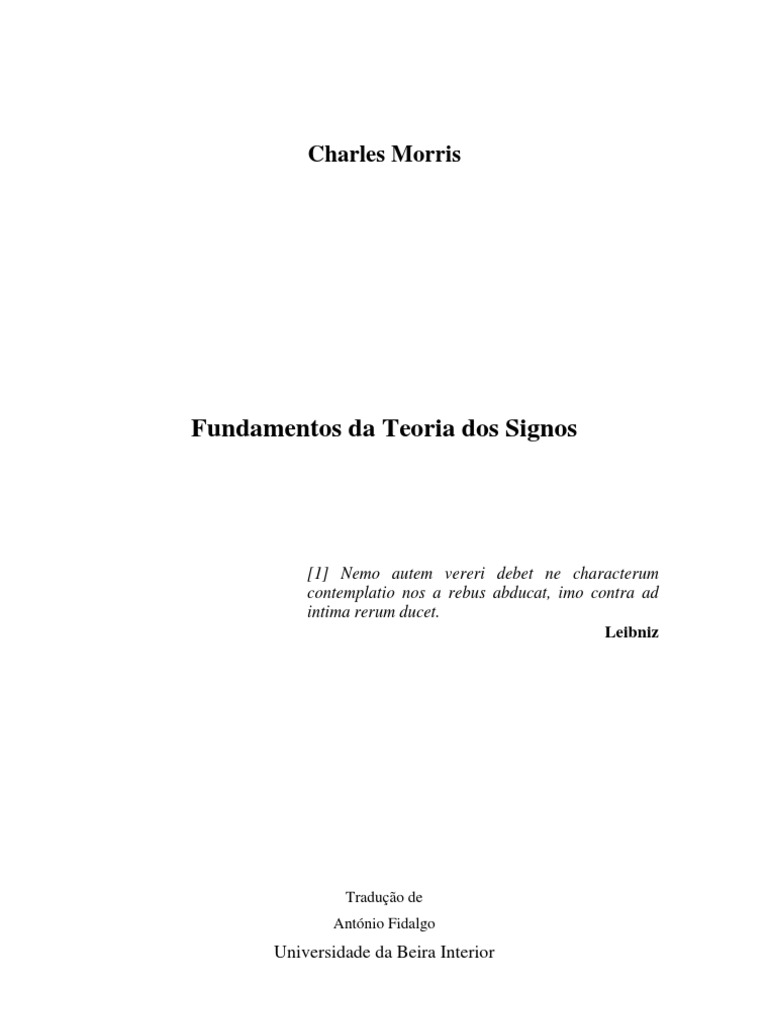 Morris Charles Fundamentos Teoria Signos | PDF | Linguagem natural ...