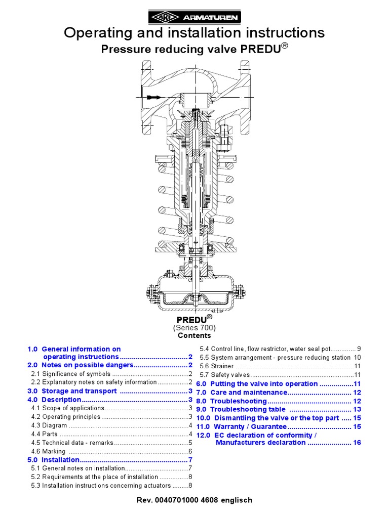 Operating & Installation Instruction PRV | PDF | Valve | Applied And Interdisciplinary Physics