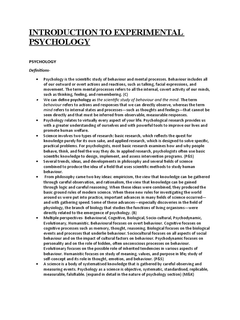 Introduction to Experimental Psychology (Research Material) | PDF ...