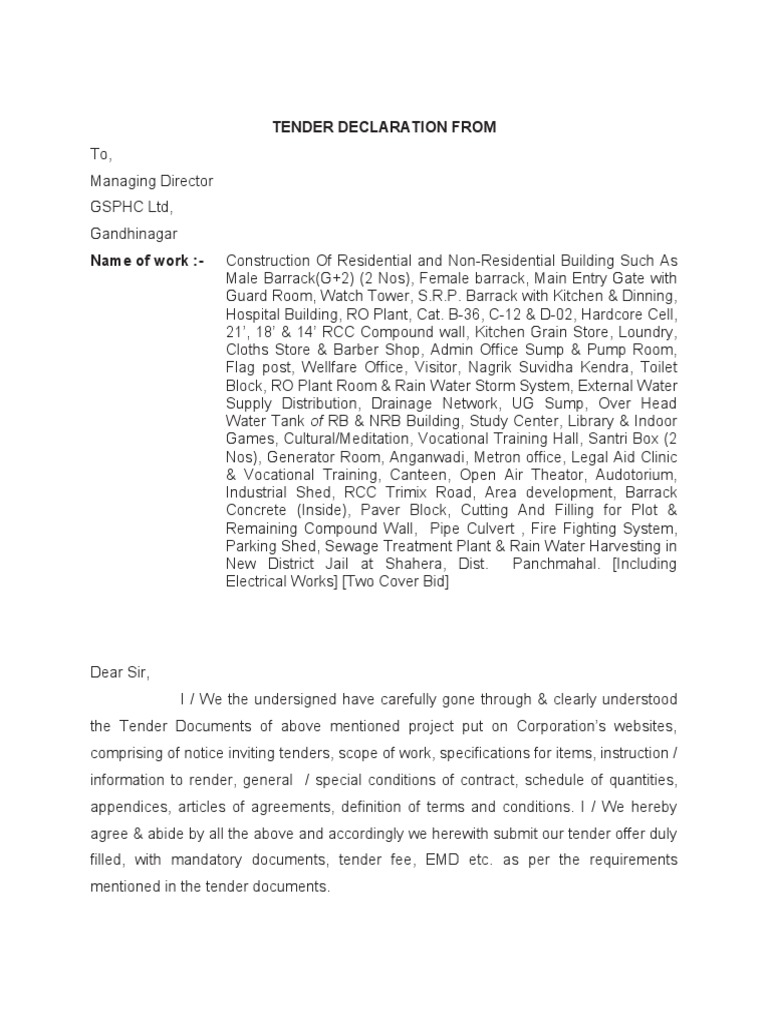 5 TEnder Declaration Form | PDF