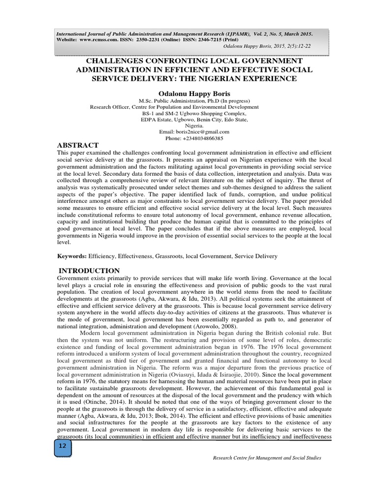Challenges Confronting Local Government | PDF | Political Corruption | Governance