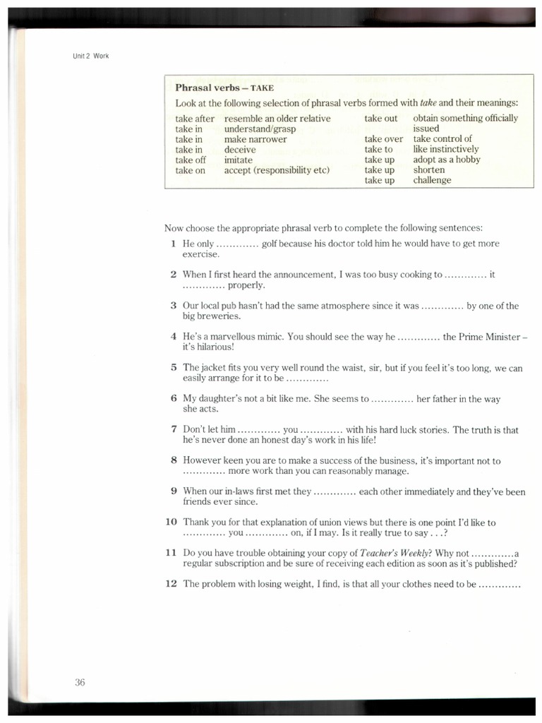 E2 Phrasal Verbs Exercises | PDF