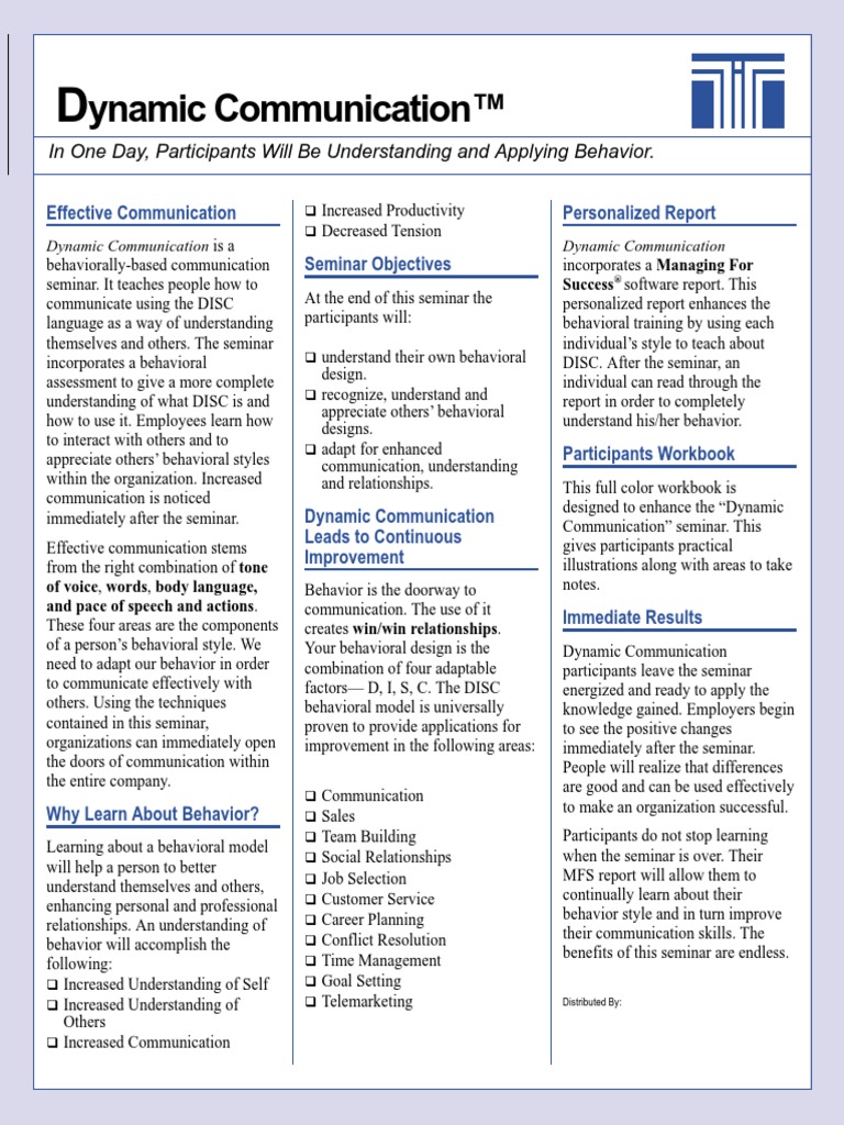 Dynamic Communications Information Sheet | PDF | Business