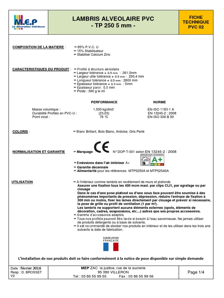Lambris Alveolaire PVC - TP 250 5 MM | PDF | La nature | Génie du bâtiment