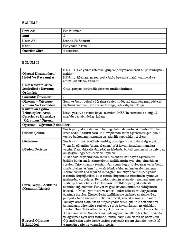 Sınıf Ders Planı | PDF