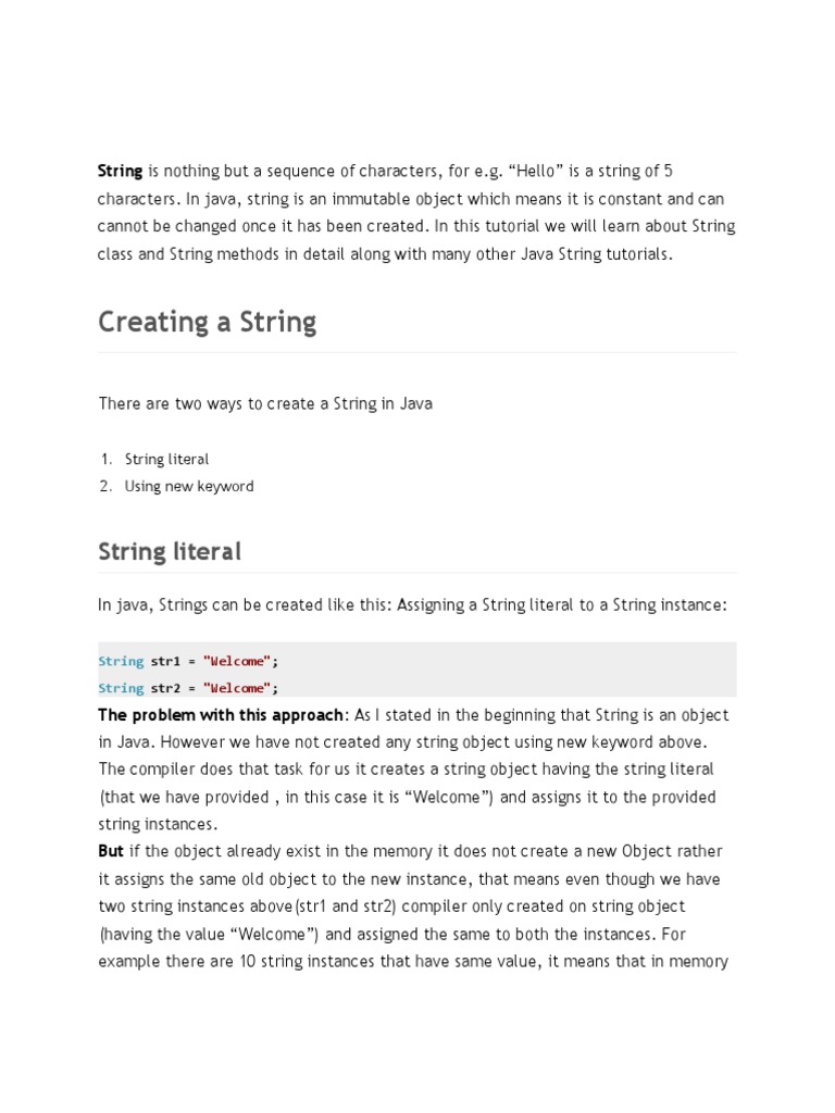 String Class | Download Free PDF | String (Computer Science) | Method (Computer Programming)