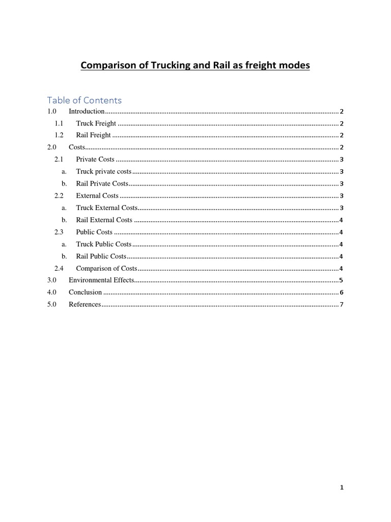 Comparision of Trucking and Rail As Freight Modules | PDF | Transport ...