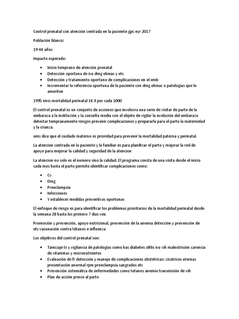 Control Prenatal Con Atención Centrada en La Paciente GPC Eyr 2017 ...