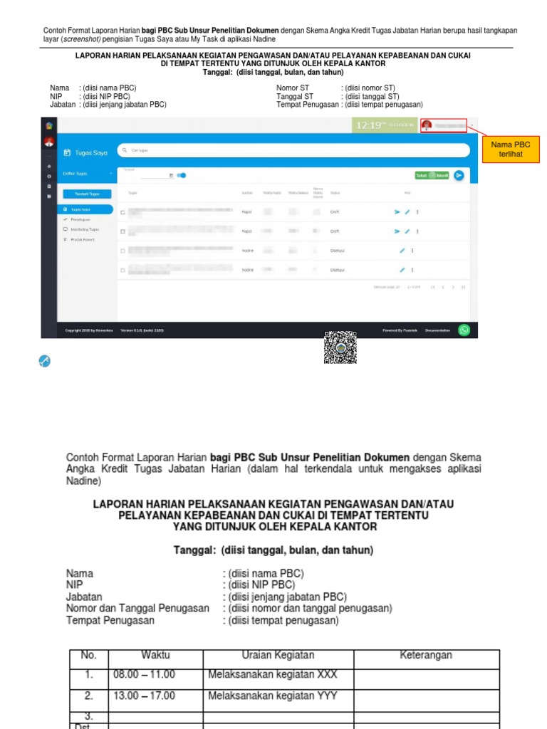 FORMAT LAPORAN HARIAN PBC | PDF