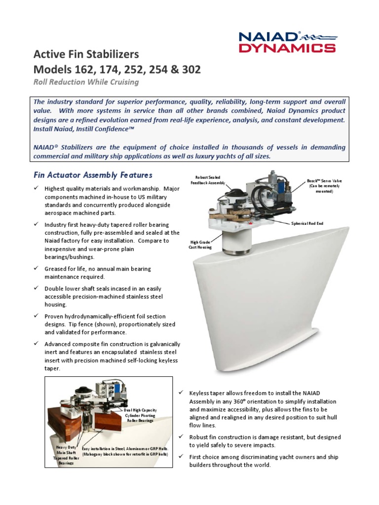 Active Fin Stabilizers Models 162, 174, 252, 254 & 302: Roll Reduction ...