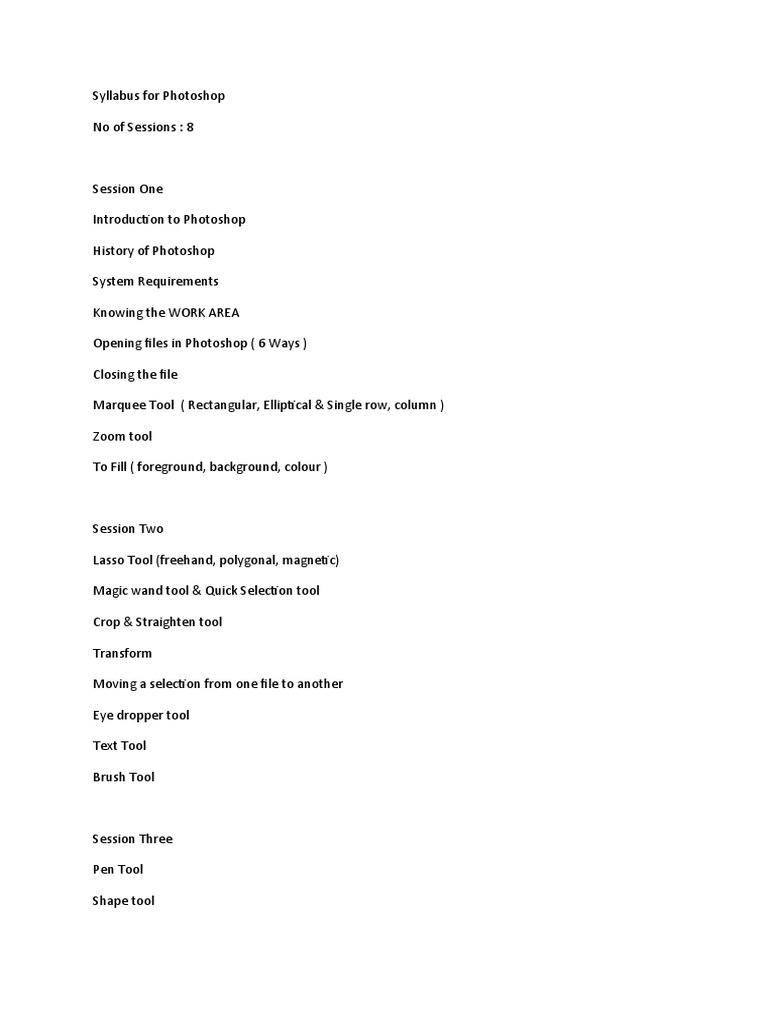 Photoshop Syllabus | PDF
