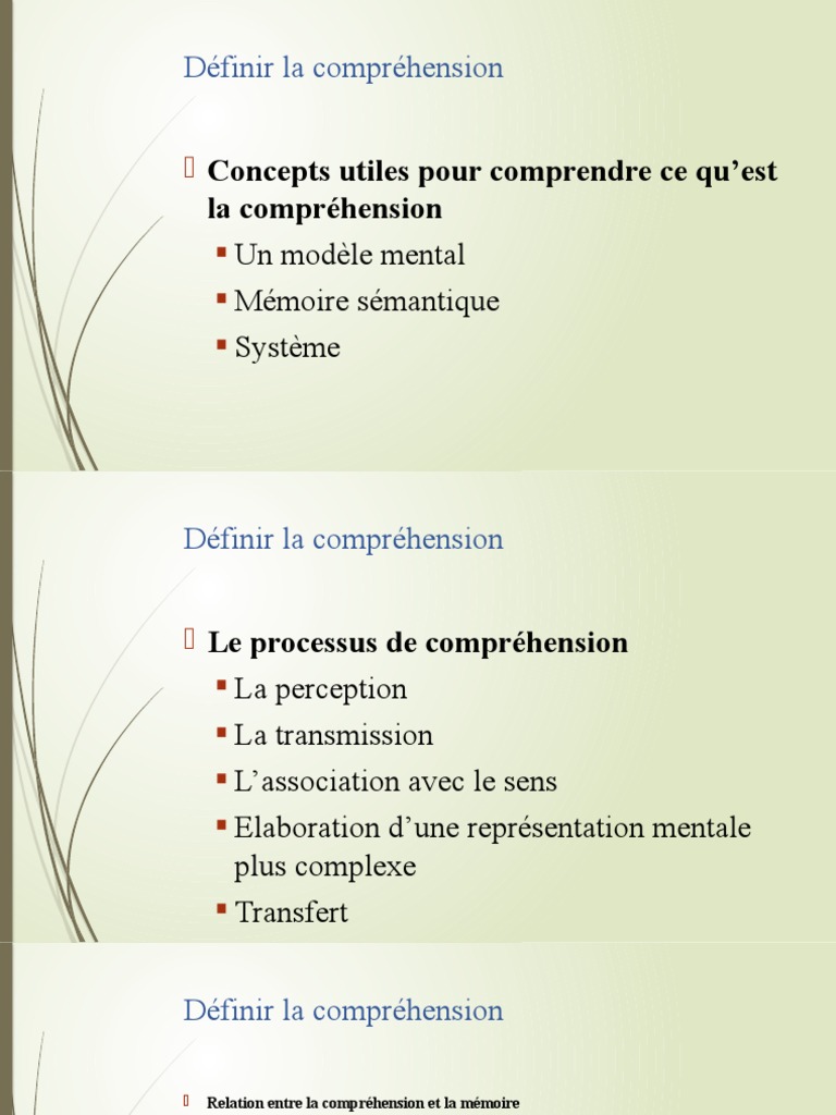 Définir La Compréhension | PDF | Mémoire | Mémoire de travail