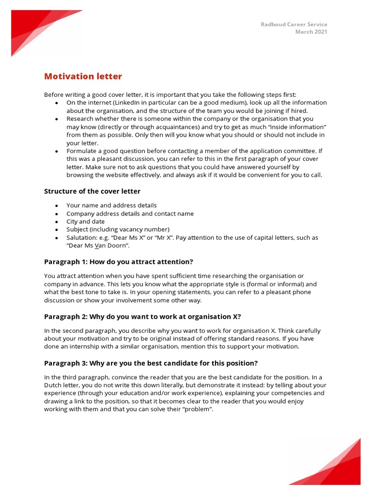 Motivation Letter en | PDF | Motivation | Motivational