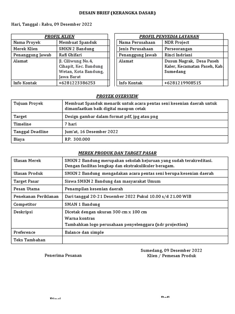 Design Brief Rinci | PDF