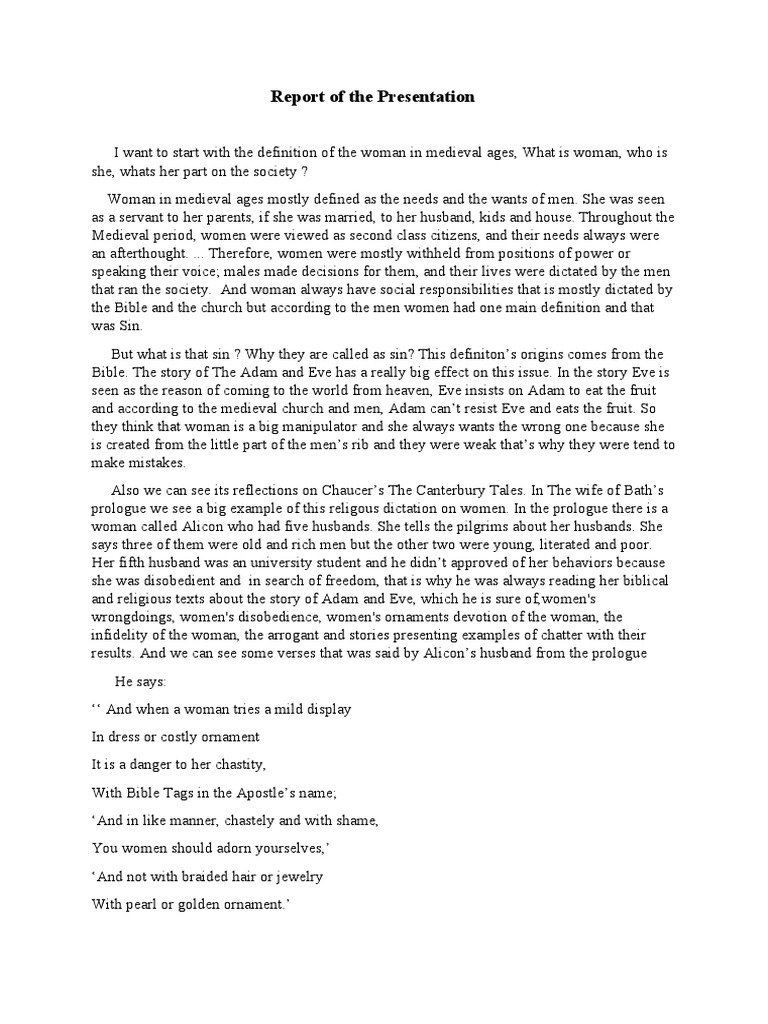 Gender Roles in Medieval Women | PDF | General Fiction