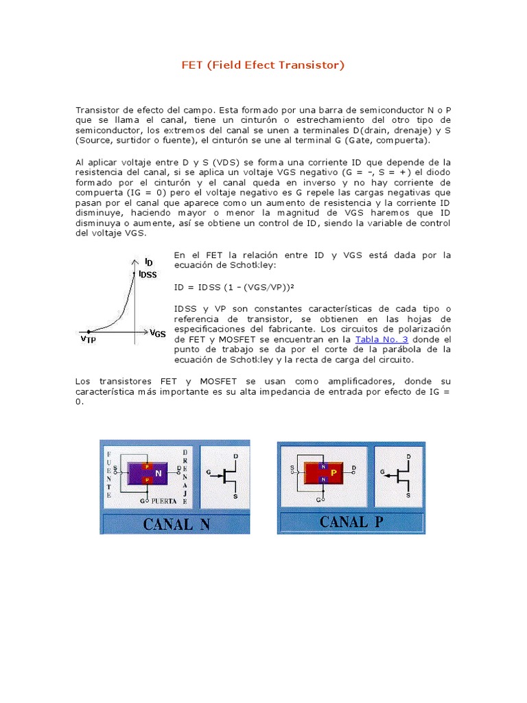 FET y mosFET | PDF | Mosfet | Transistor