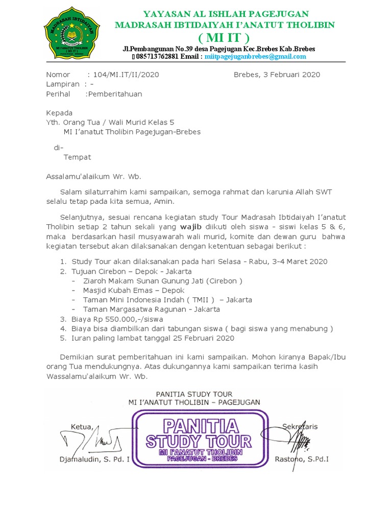 Undangan Study Tour | PDF