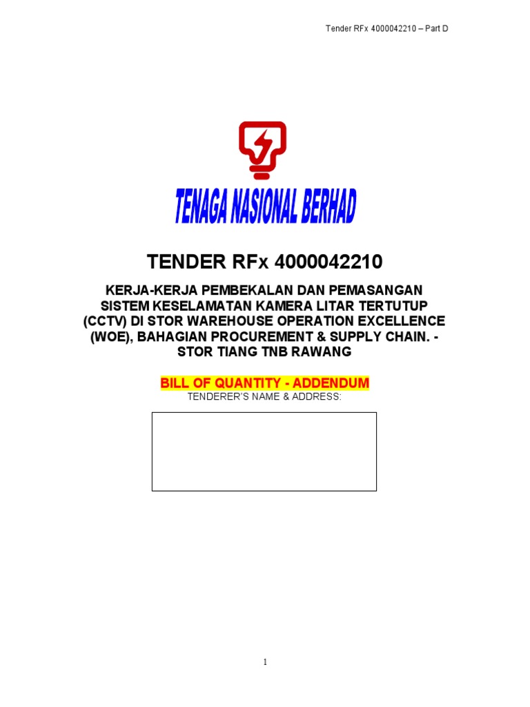 CCTV System Tender Proposal | PDF | Taxes | Prices