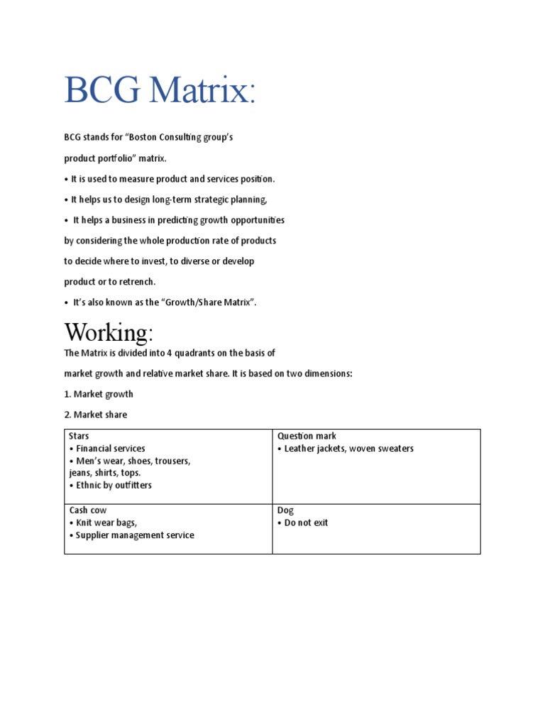BCG Matrix | PDF