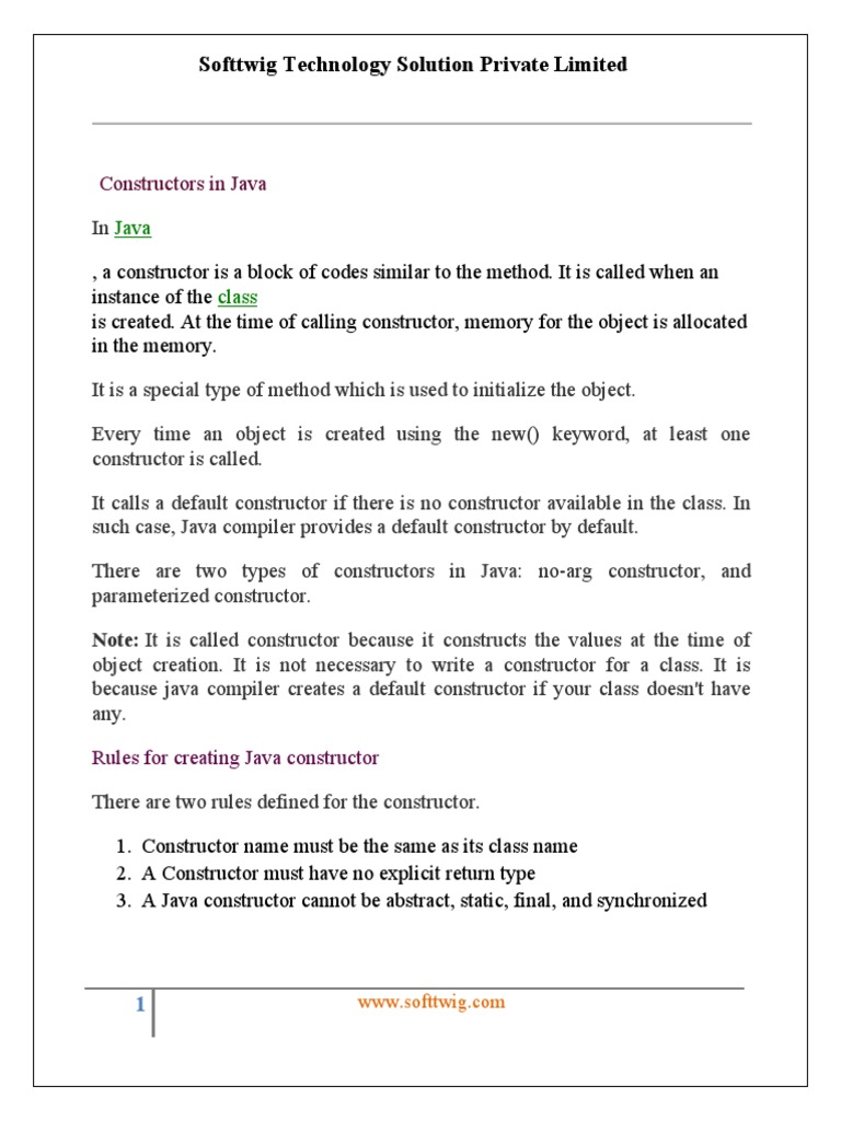 Day 10 Constructor Pdf Constructor Object Oriented Programming