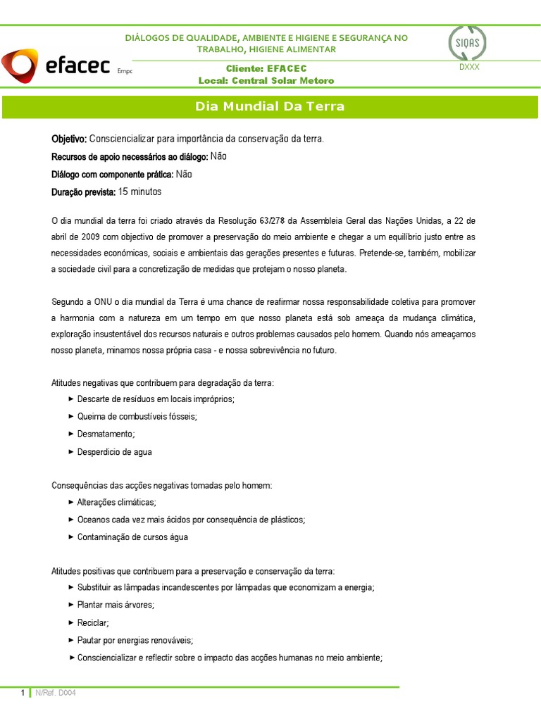 Dia Mundial Da Terra | PDF