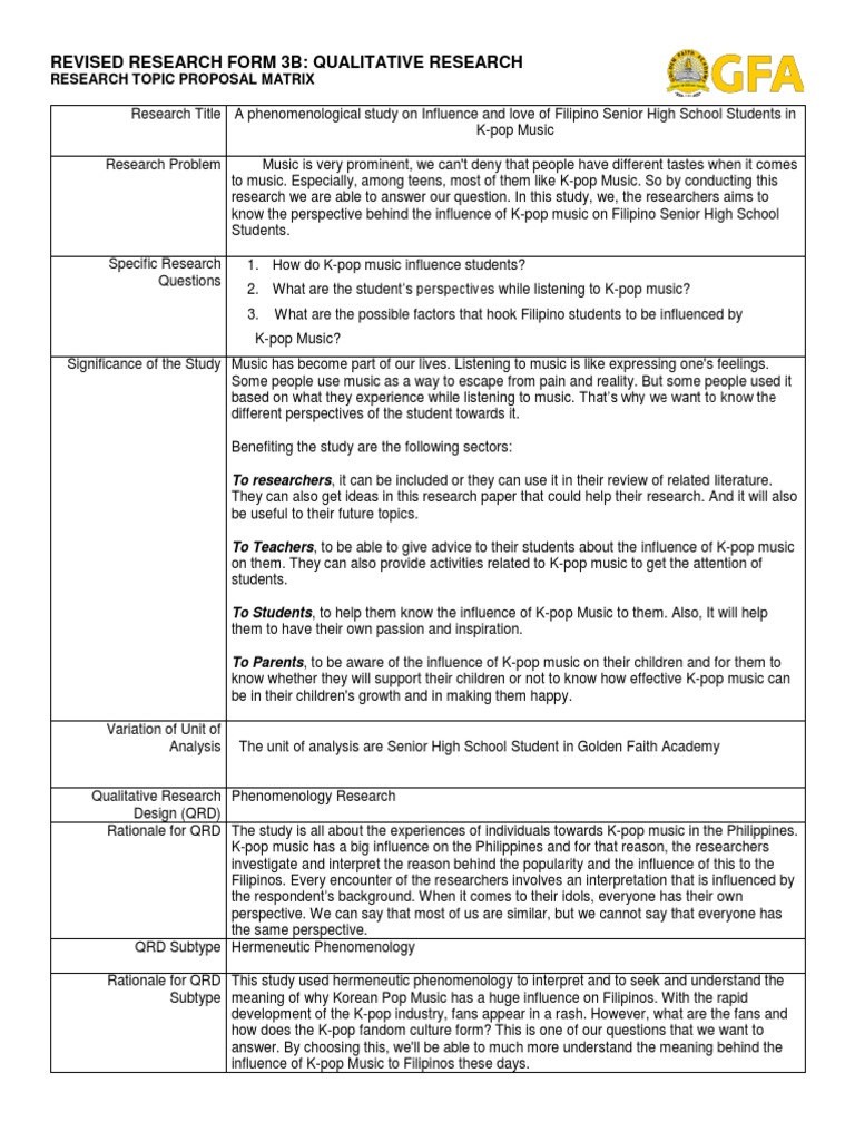 Phenomenology Research Form 3B MONTH 3. | PDF | Qualitative Research ...