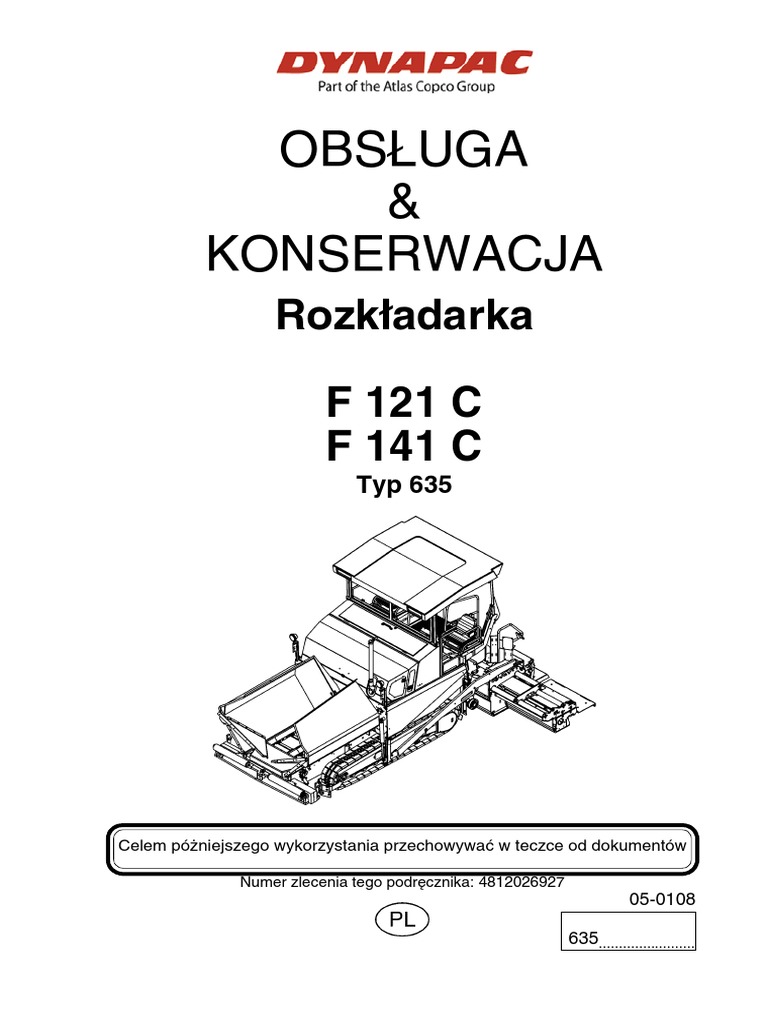 Obsługa & Konserwacja: Rozkładarka F 121 C F 141 C | PDF