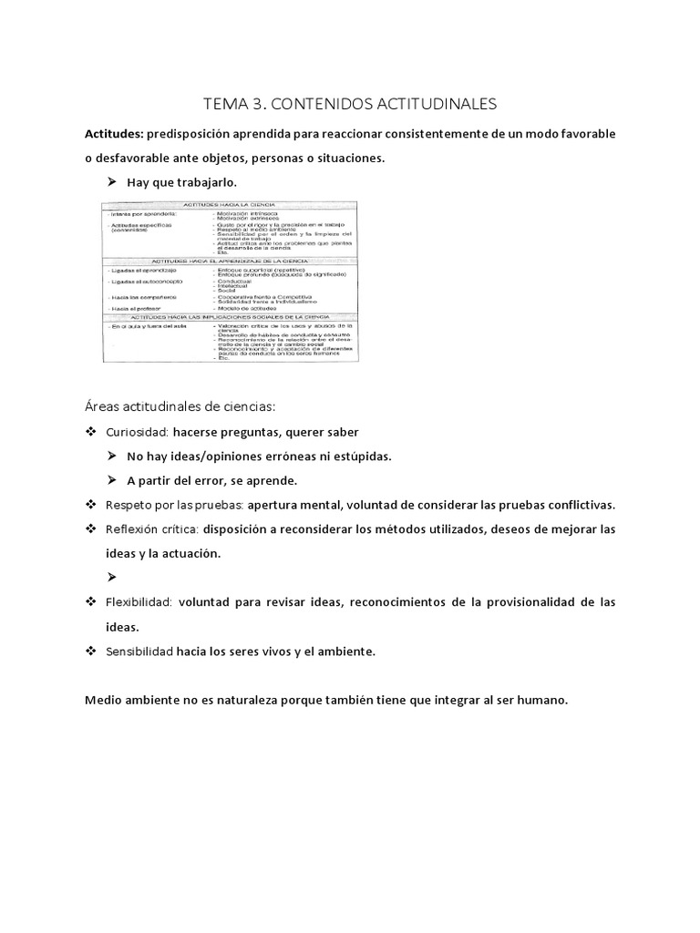 T3. Contenidos Actitudinales | PDF