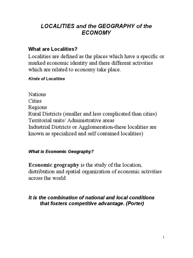 Understanding Economic Localities and Geography | PDF