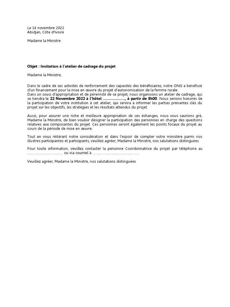 Invitation à l'atelier de cadrage | PDF | Art