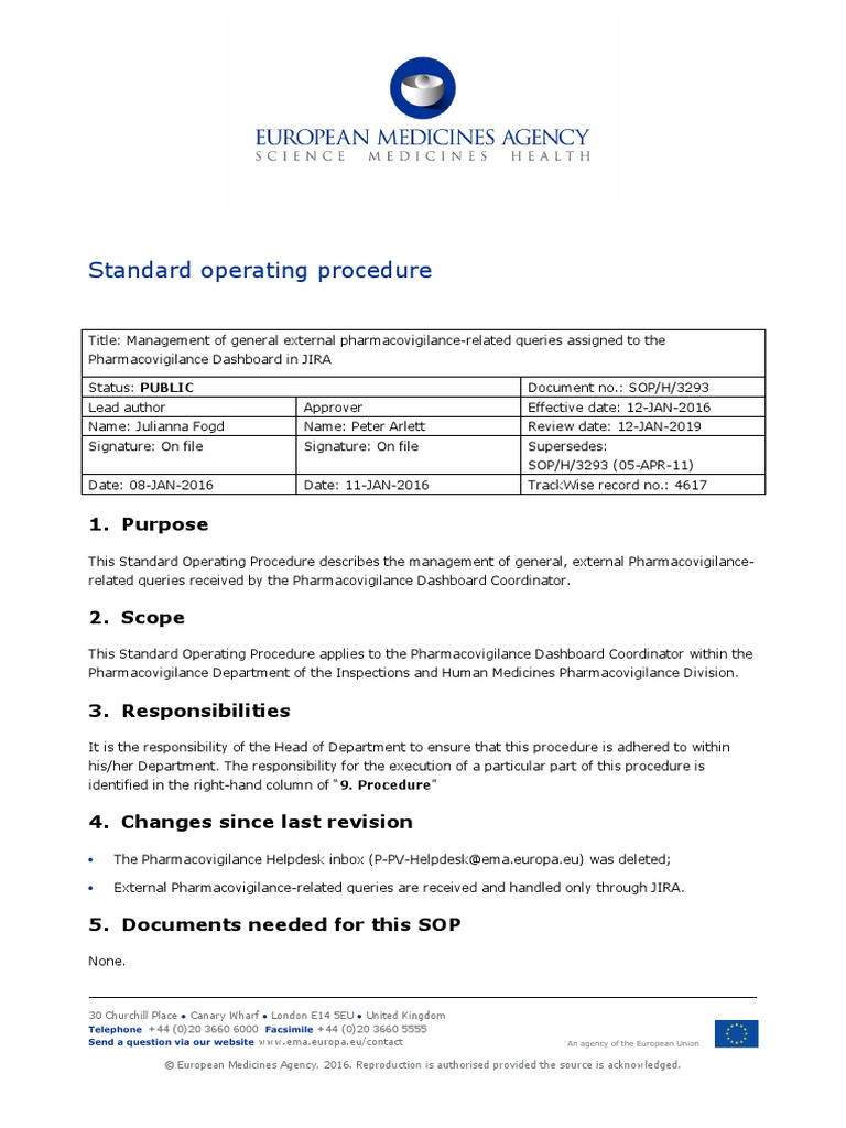 Standard Operating Procedure Management General External ...
