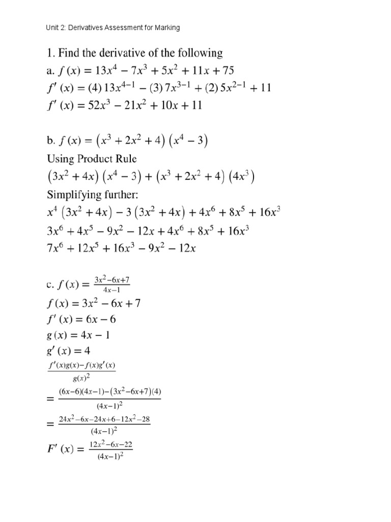 Derivatives Assessment and Applications | PDF | Velocity | Derivative